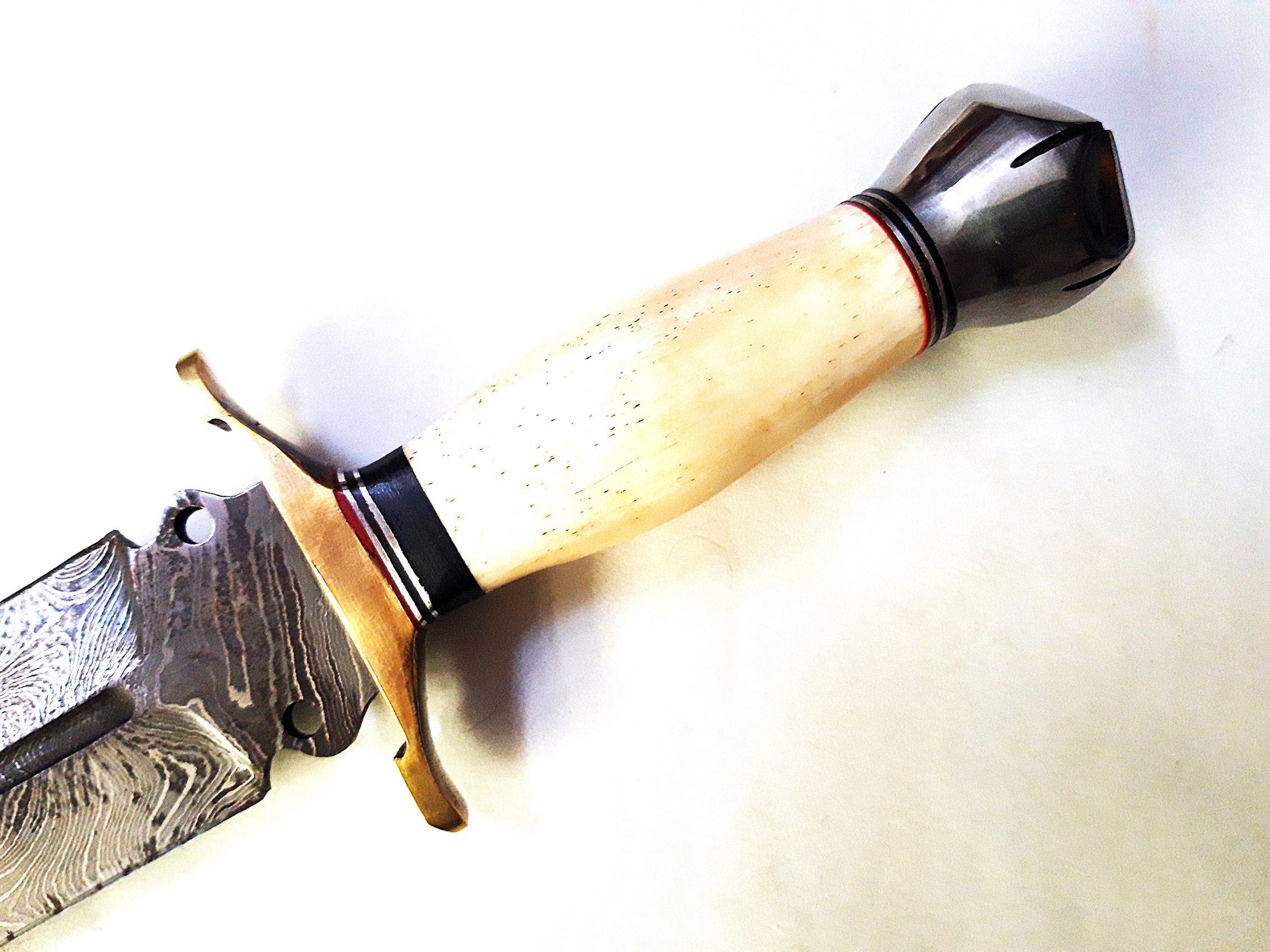 Antieke damascus dolk met leren schede (sold) - Wild West Originals